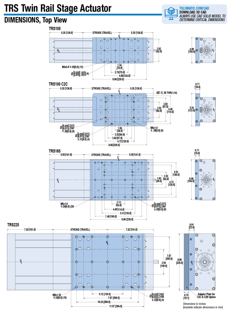 Precision XY Stages | TRS Twin Rail Enclosed Linear Actuator | Tolomatic